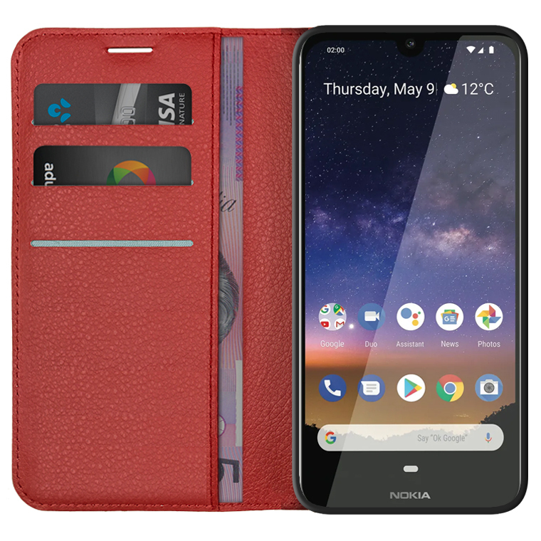 Leather Wallet Case for Nokia 2.2 (Red)